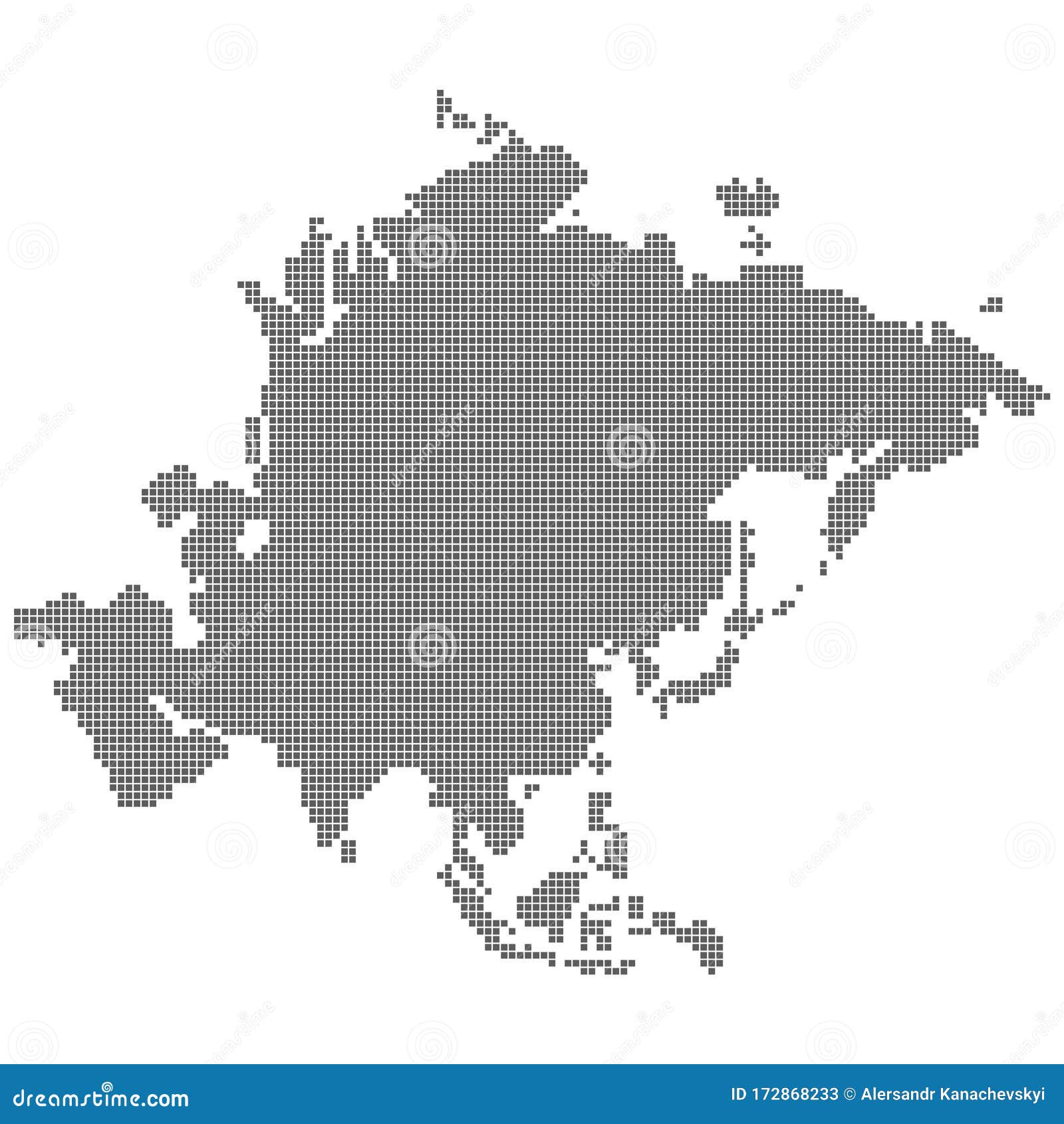 3d Pixel Asia Map White Background. Digital Dots In The Form Global ...