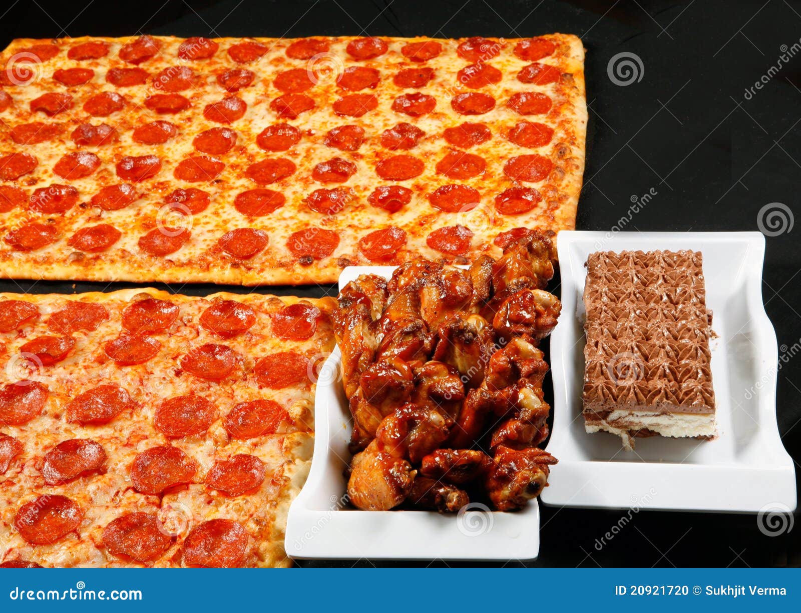Square pizza combo stock photo. Image of combo, cheese - 20921720
