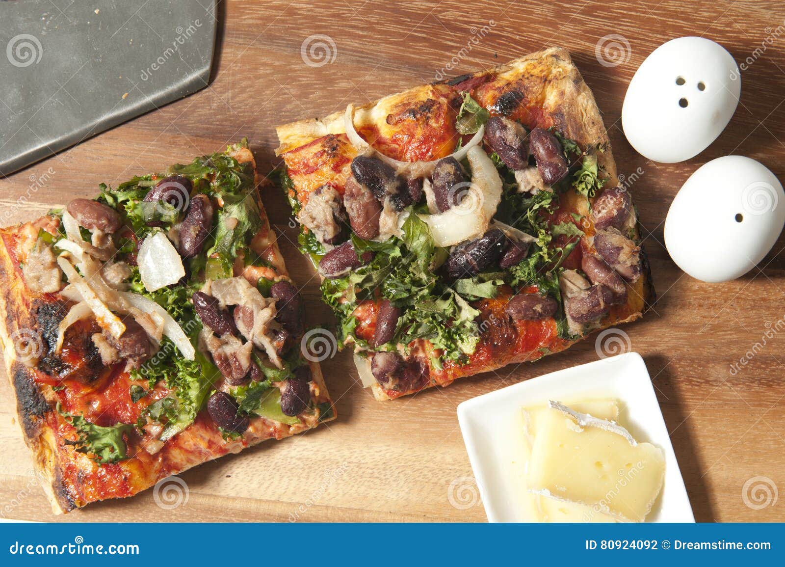 Square Pizza on the Wood Table Stock Photo - Image of dinner, cuisine ...