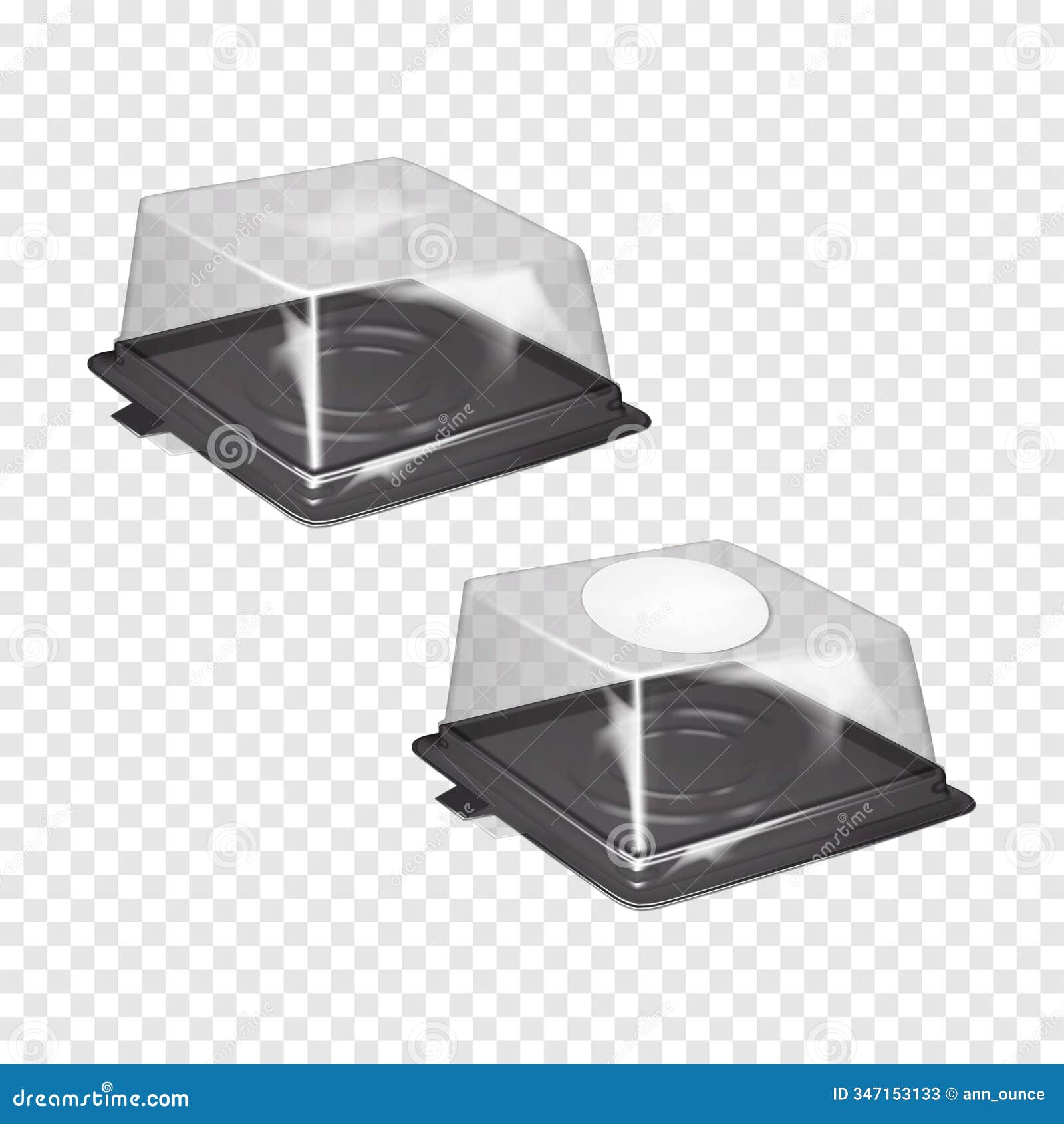 Square Plastic Cake Carrier Box with Clear Dome Lid and White Blank ...