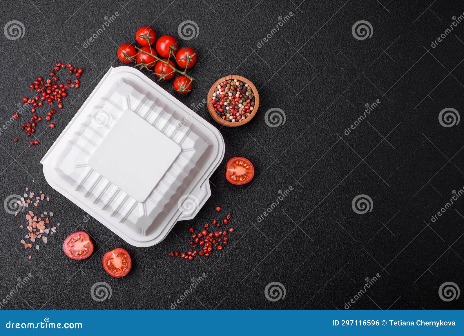 Square Plastic or Cardboard Container of White Color for Food Stock ...
