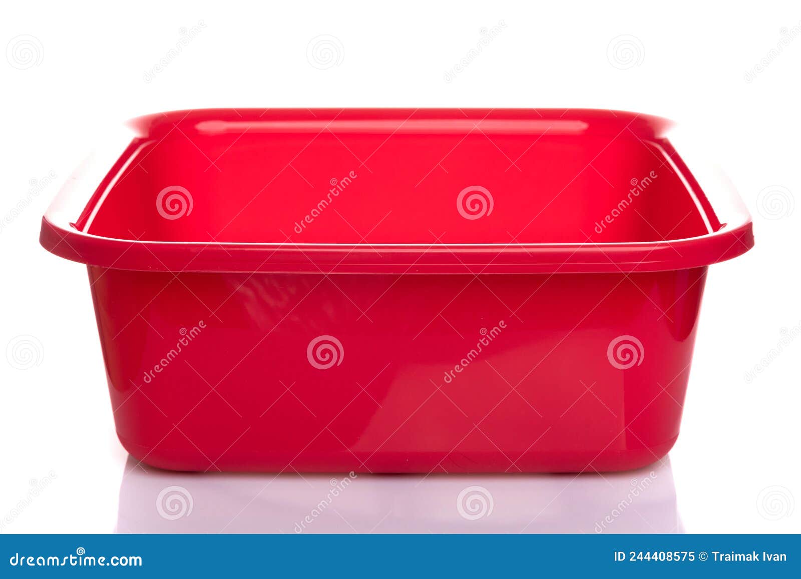 Square Plastic Red Empty Basin on a White Isolated Background Stock ...