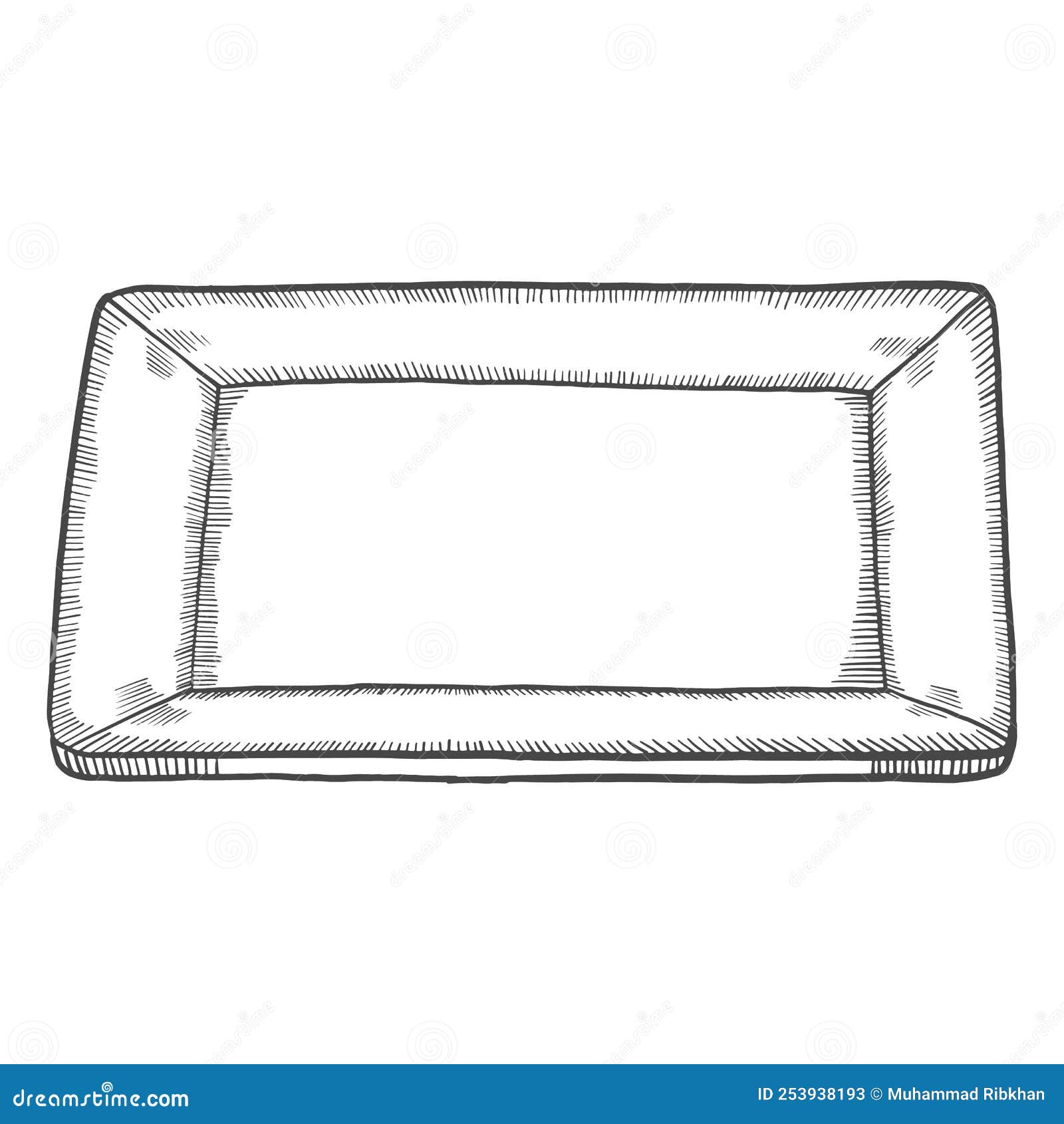 Square Plate Kitchenware Isolated Doodle Hand Drawn Sketch with Outline ...