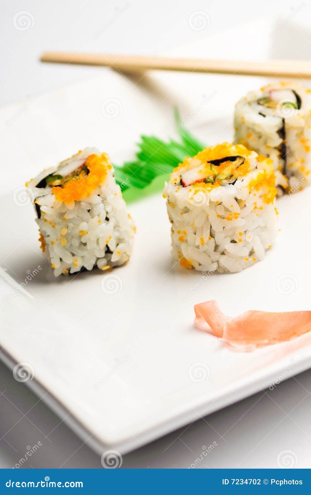 Square Plate of Sushi Isolated on White Stock Photo - Image of chop ...