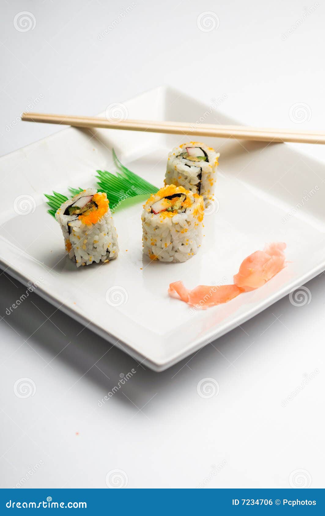 Square Plate of Sushi Isolated on White Stock Photo - Image of japanese ...