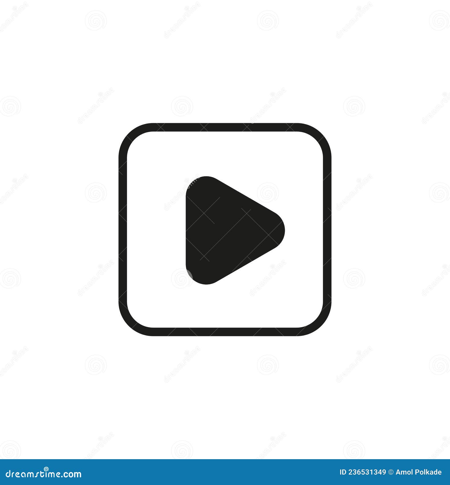 Square Play Button Icon. Play Black in White Button Stock Vector ...