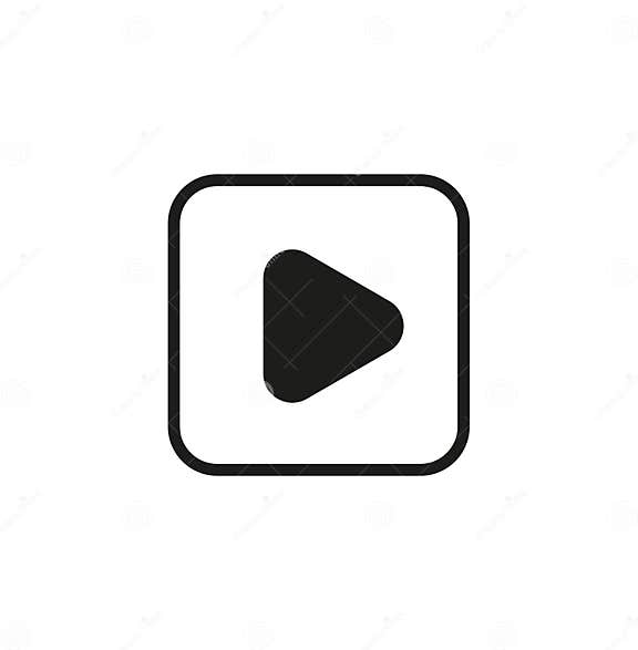 Square Play Button Icon. Play Black in White Button Stock Vector ...