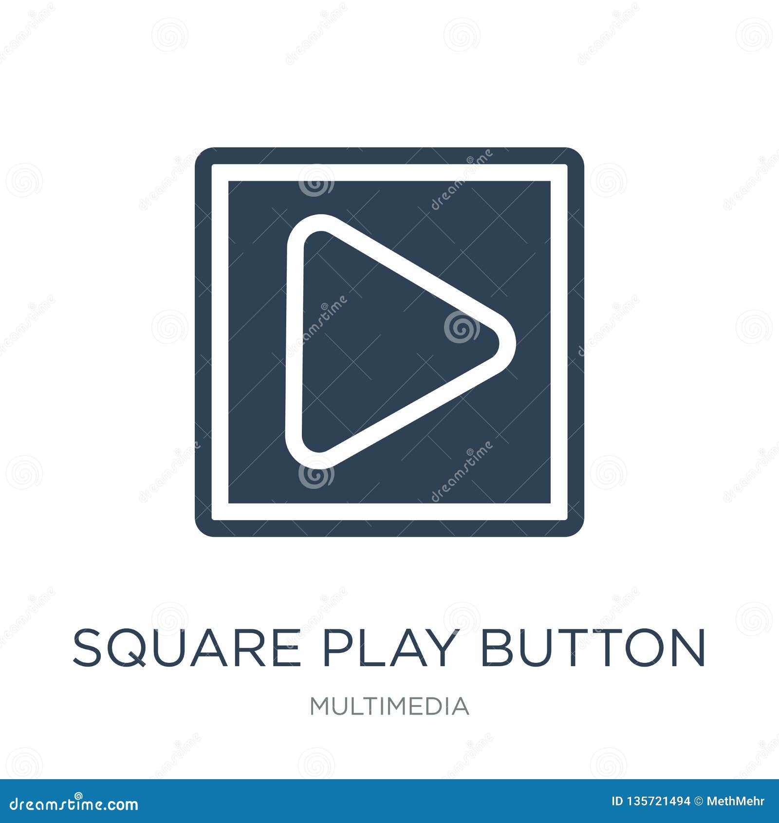Square Play Button Icon in Trendy Design Style. Square Play Button Icon ...