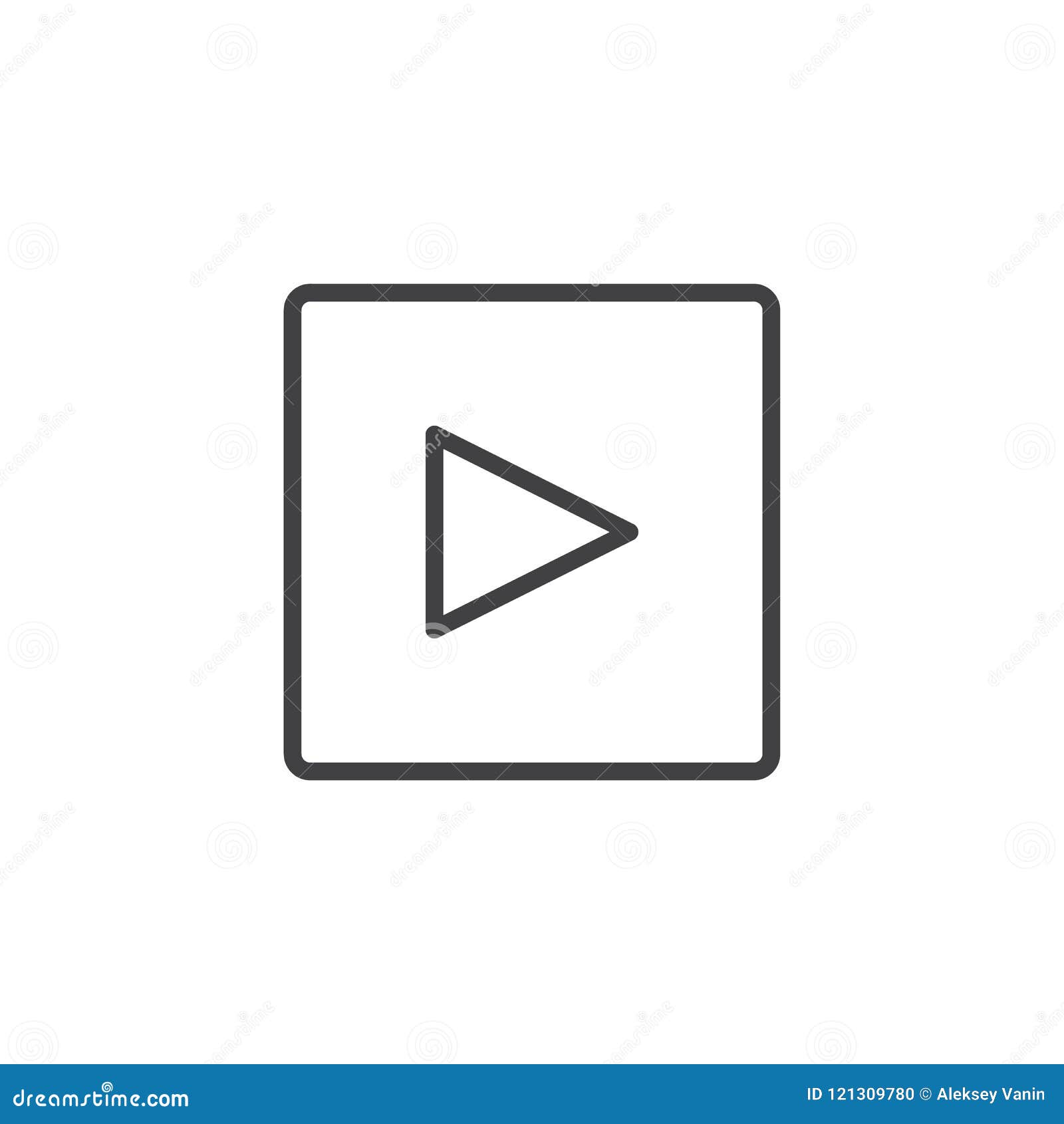 Square Play Button Outline Icon Stock Vector - Illustration of vector ...