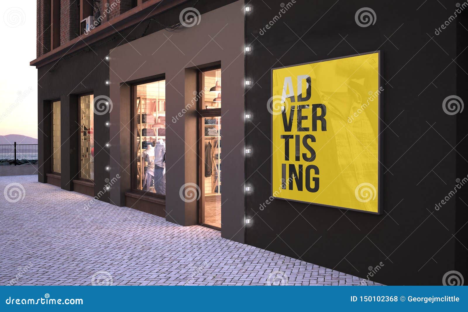 Square Poster on a Wall Mockup Stock Illustration - Illustration of ...