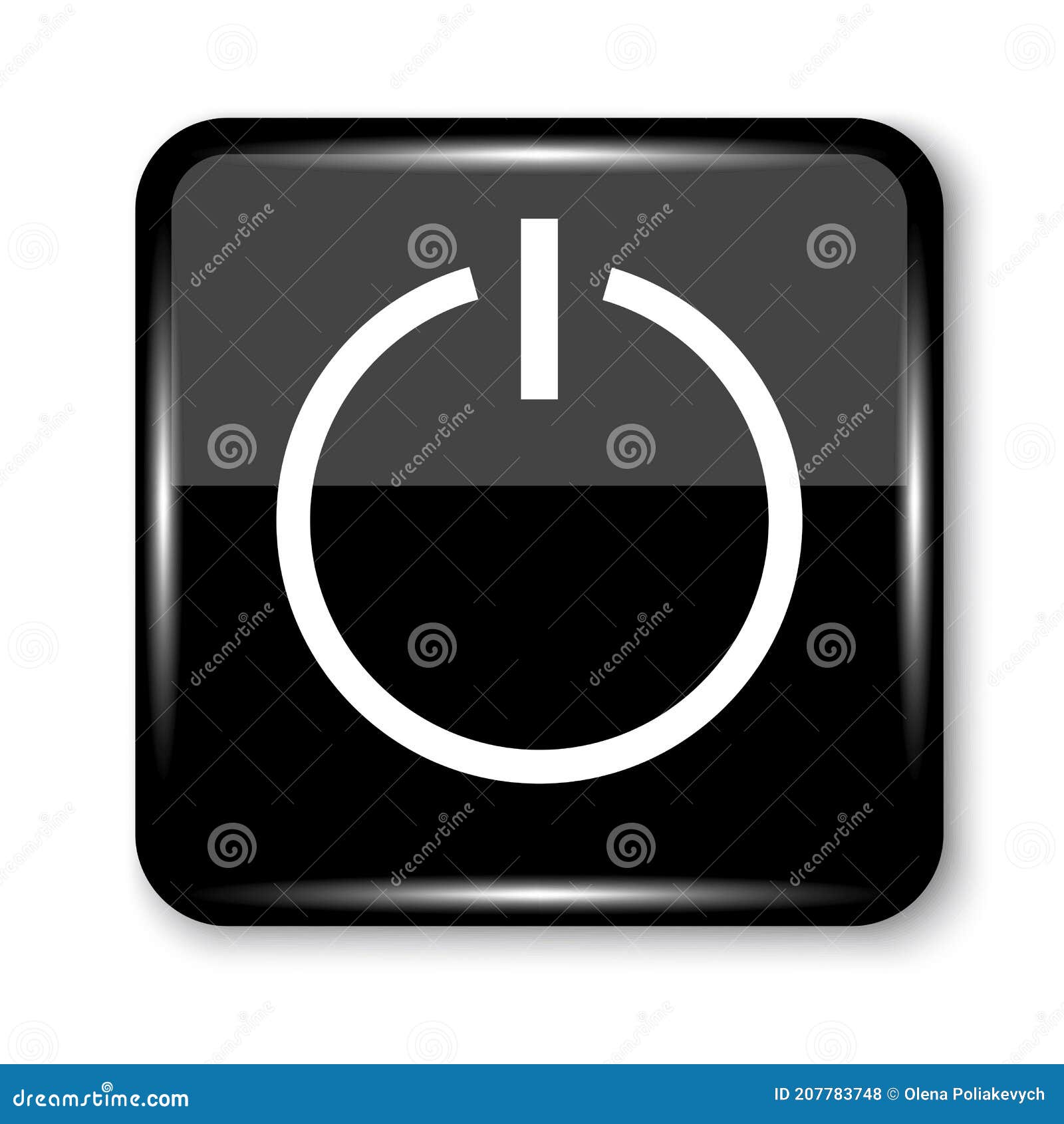 Square Power Button. Realistic Black Square Vector Illustration. App ...