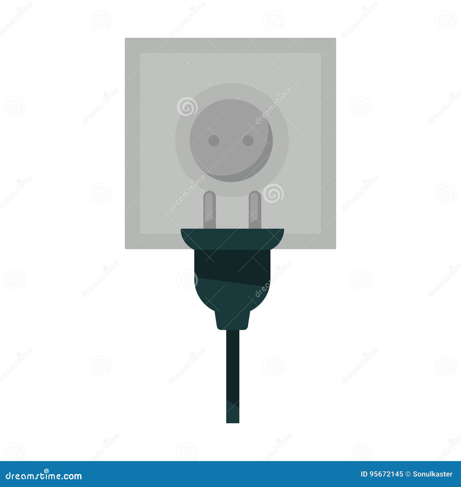 Square Power Socket and Black Plug Isolated Illustration Stock Vector ...