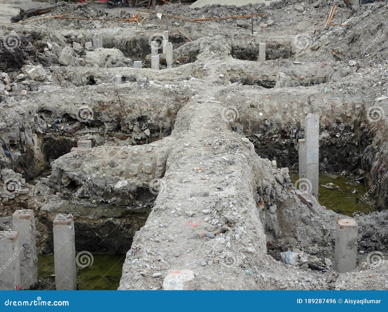 Square Precast Concrete Pile at the Construction Site. Editorial Photo ...