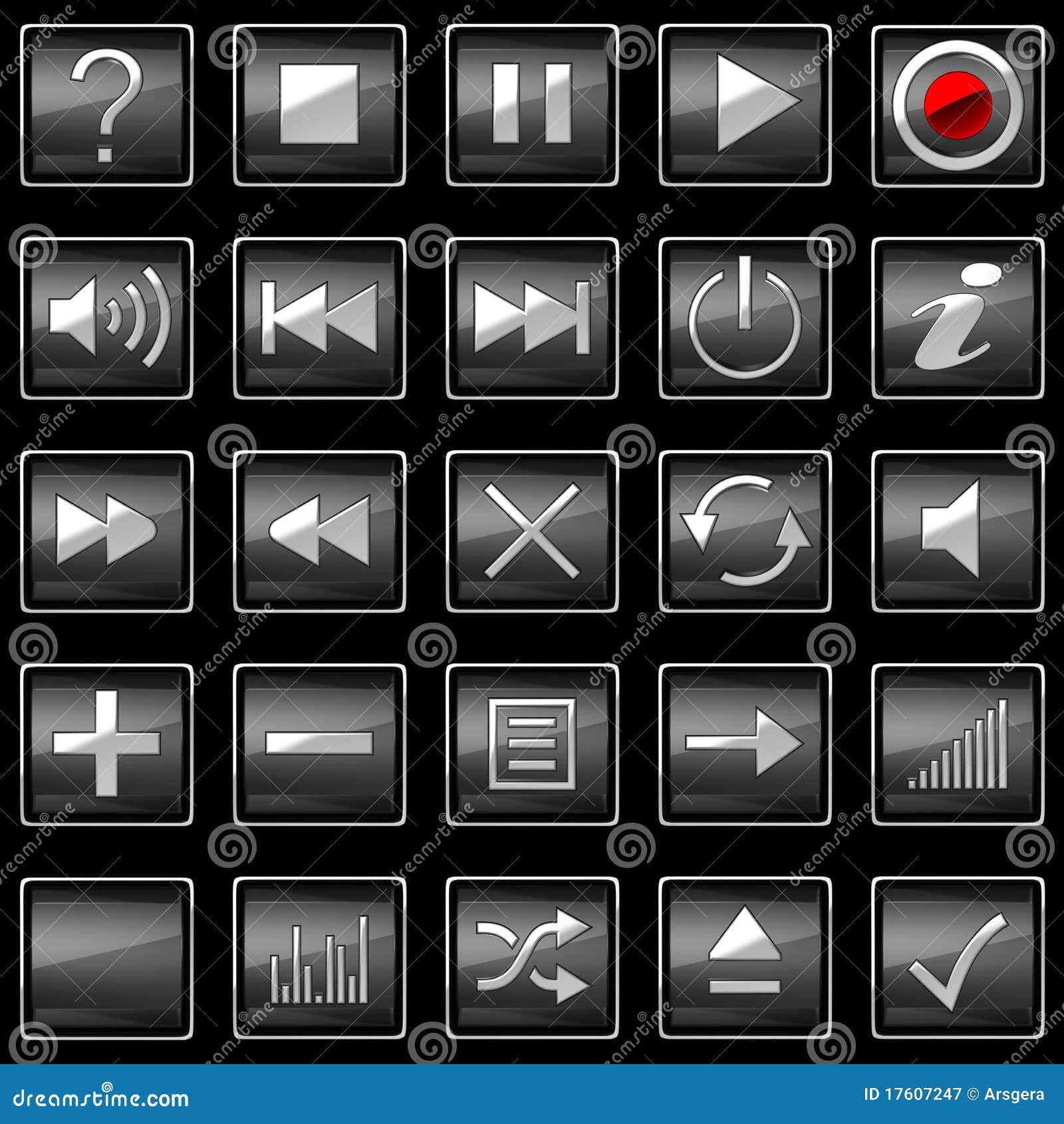 Square Pressed Control Panel Buttons Stock Illustration - Illustration ...