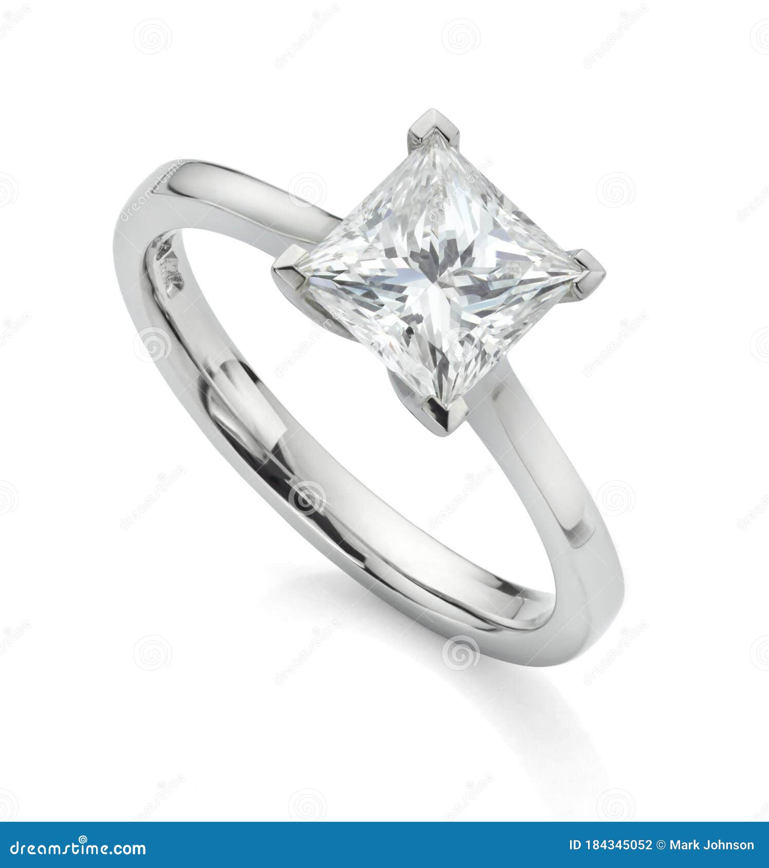 Square Princess Diamond Solitaire Ring Stock Photo - Image of gemstone ...