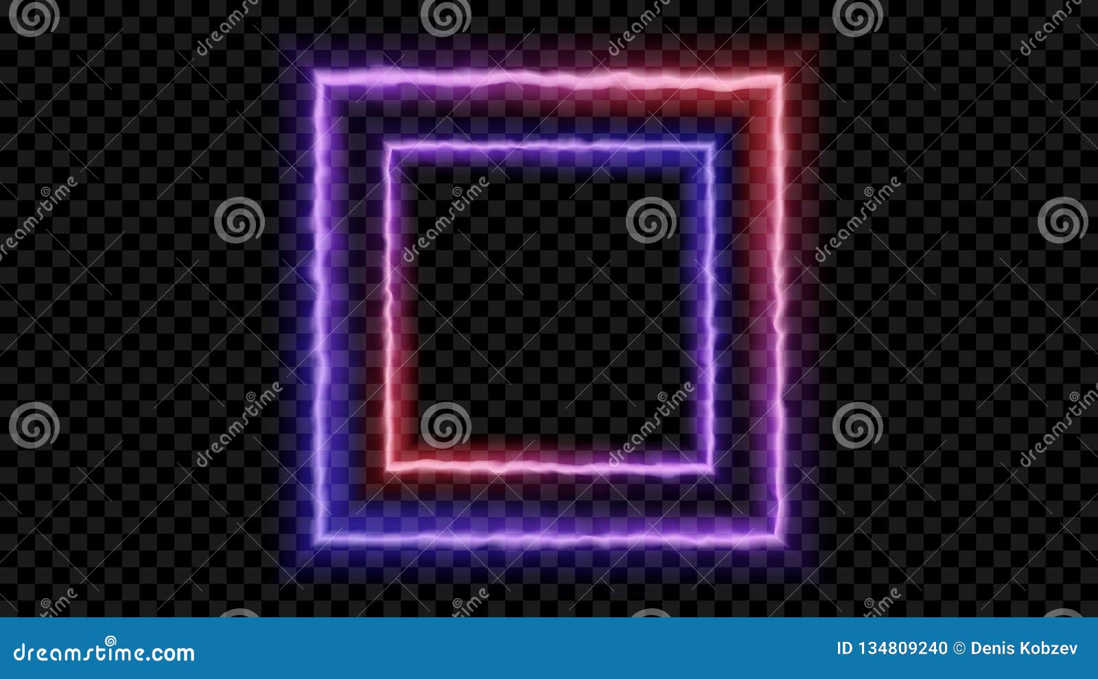 Square Purple and Red Neon Light on a Transparent Background. Neon ...