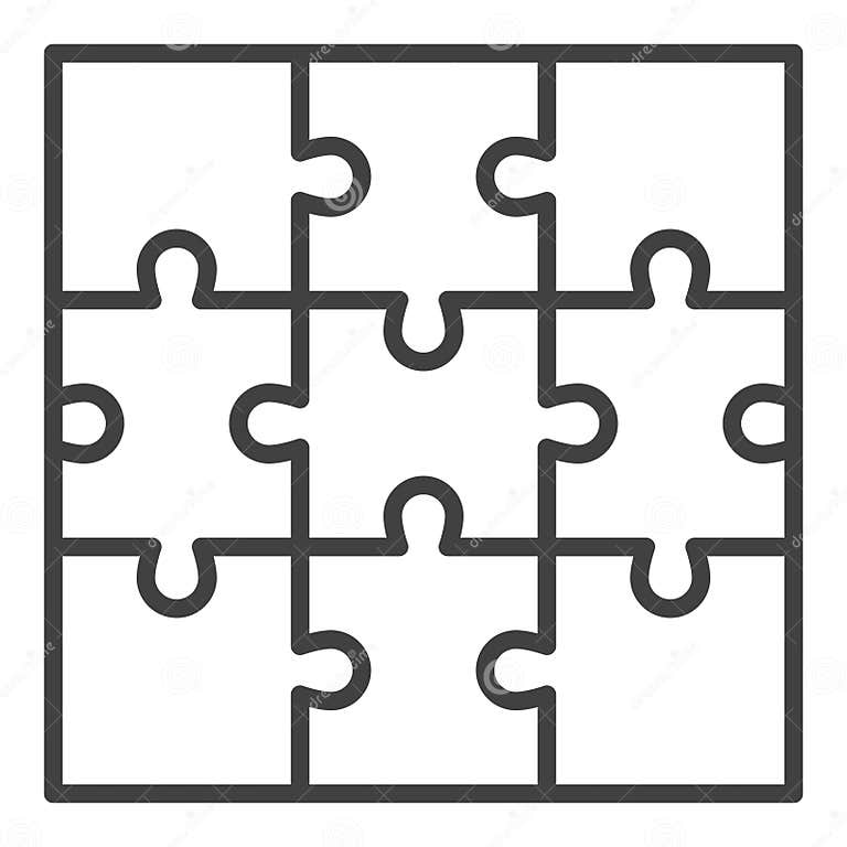 Square Puzzle Vector Jigsaw Puzzles Thin Line Icon or Symbol Stock ...