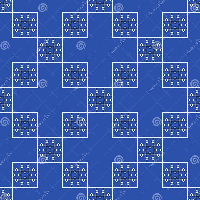 Square Puzzle Vector Jigsaw Puzzles Thin Line Seamless Pattern Stock ...