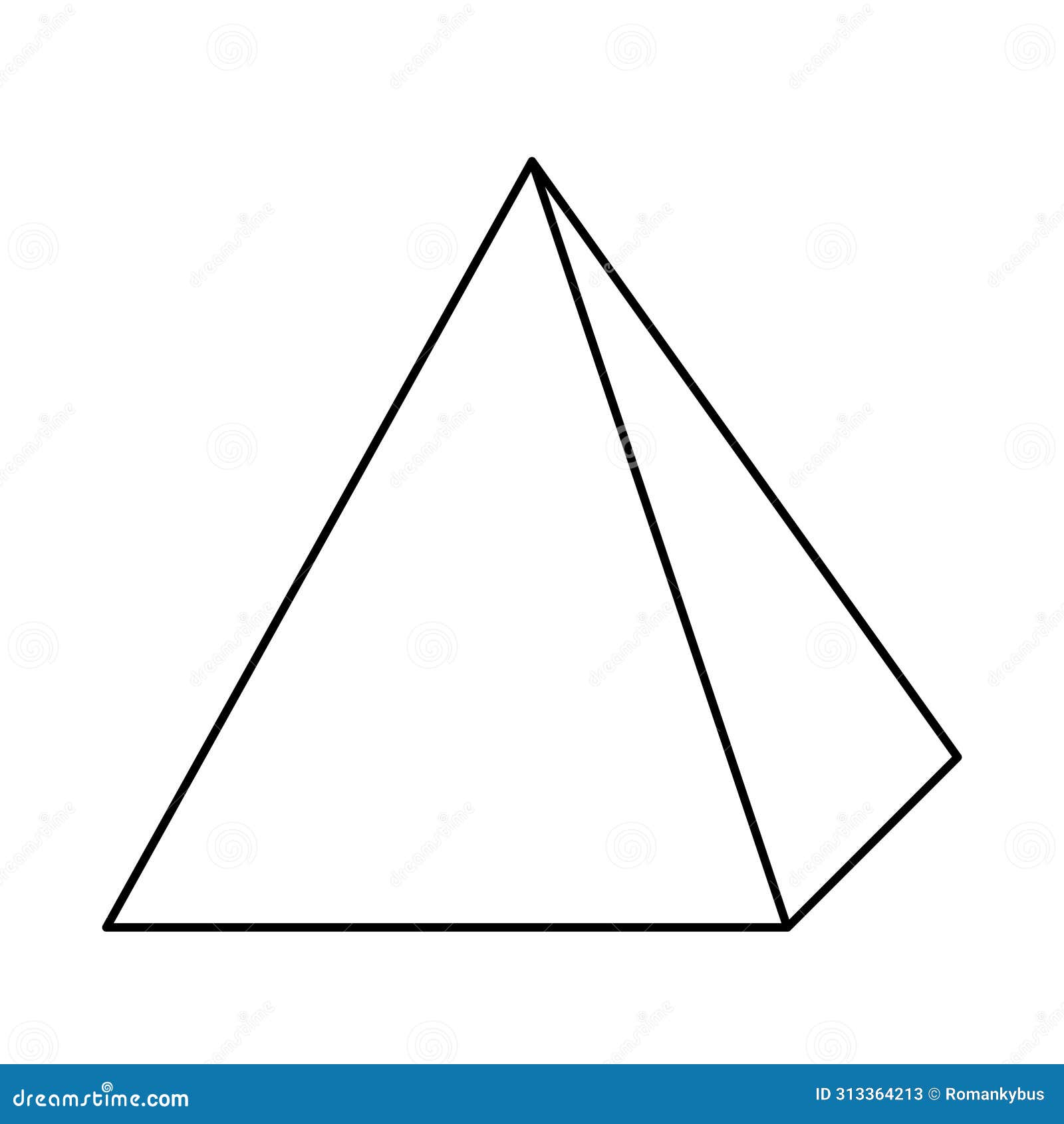 Square Pyramid Shape, Black and White Vector Illustration of Regular ...