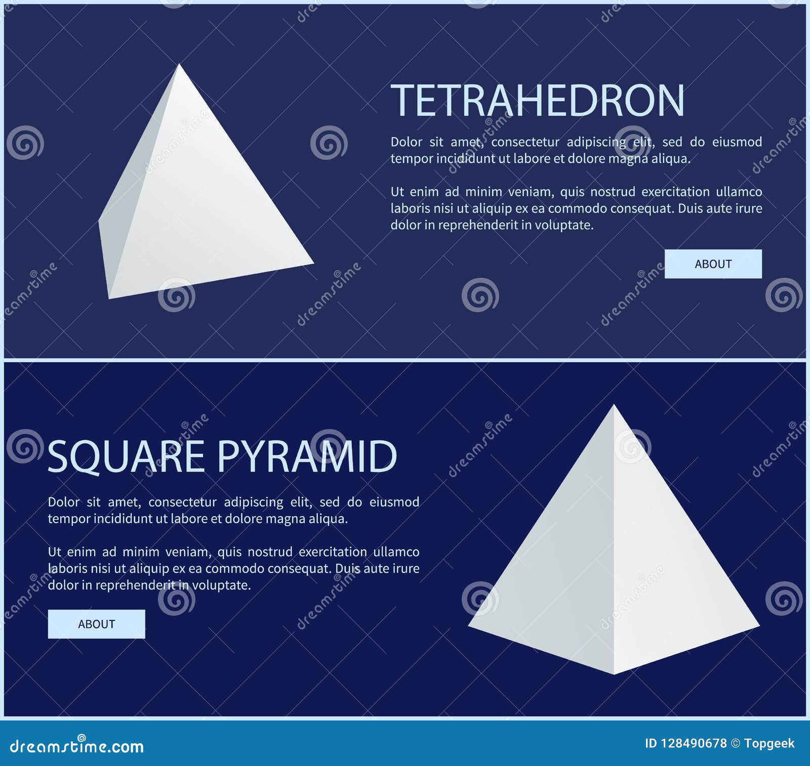 Square Pyramid Tetrahedron Solid Geometric Figures Stock Vector ...