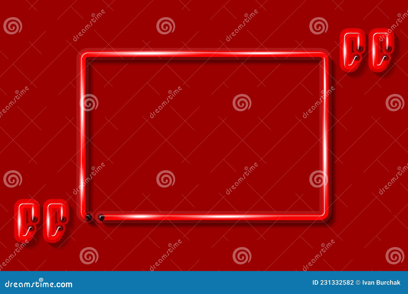 Square Quotation Frame with Marks Glowing Neon Sign or LED Strip Light ...