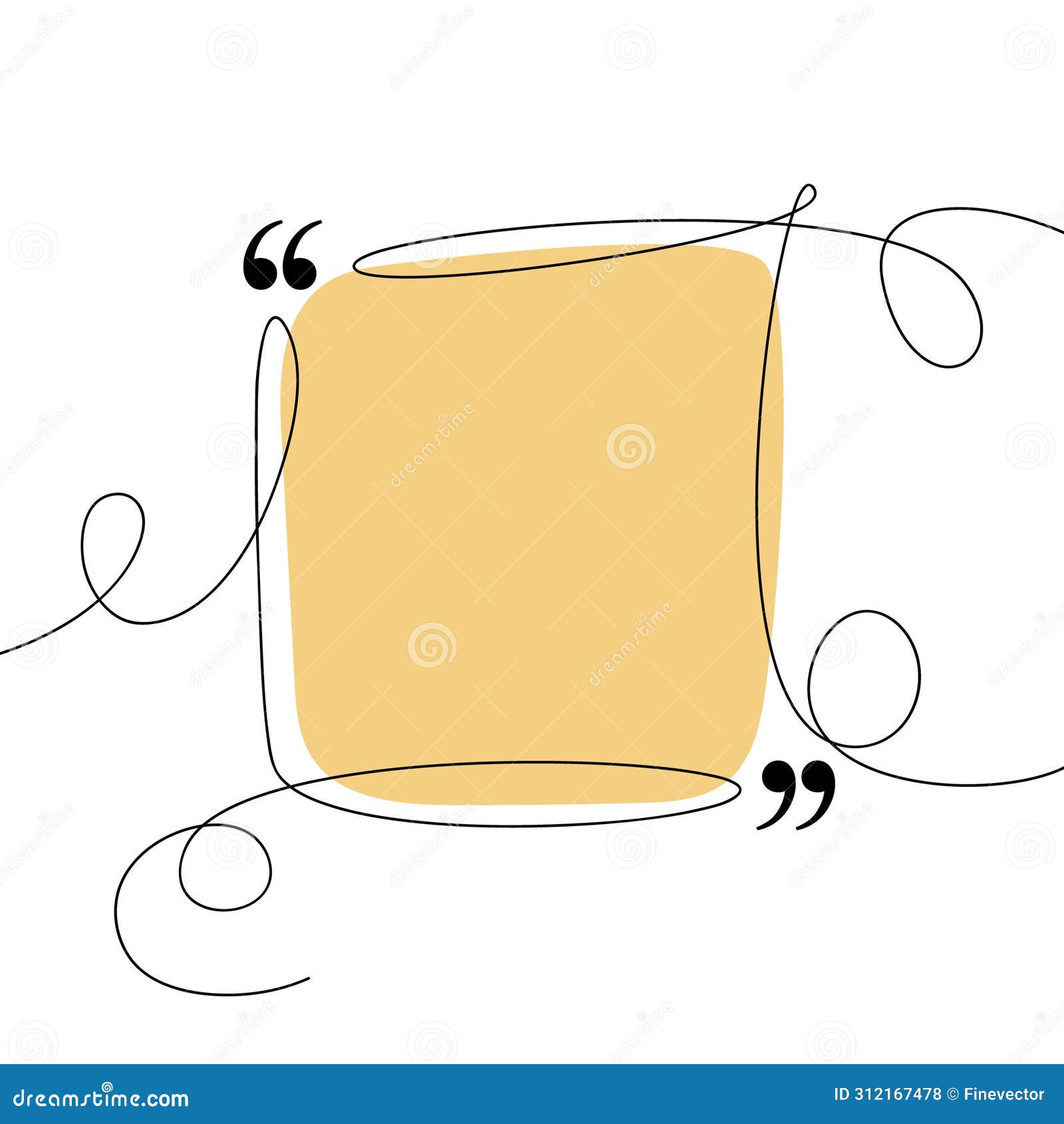 Square Quote Frame. Speech Bubble Line Art. Continuous Black Lines with ...