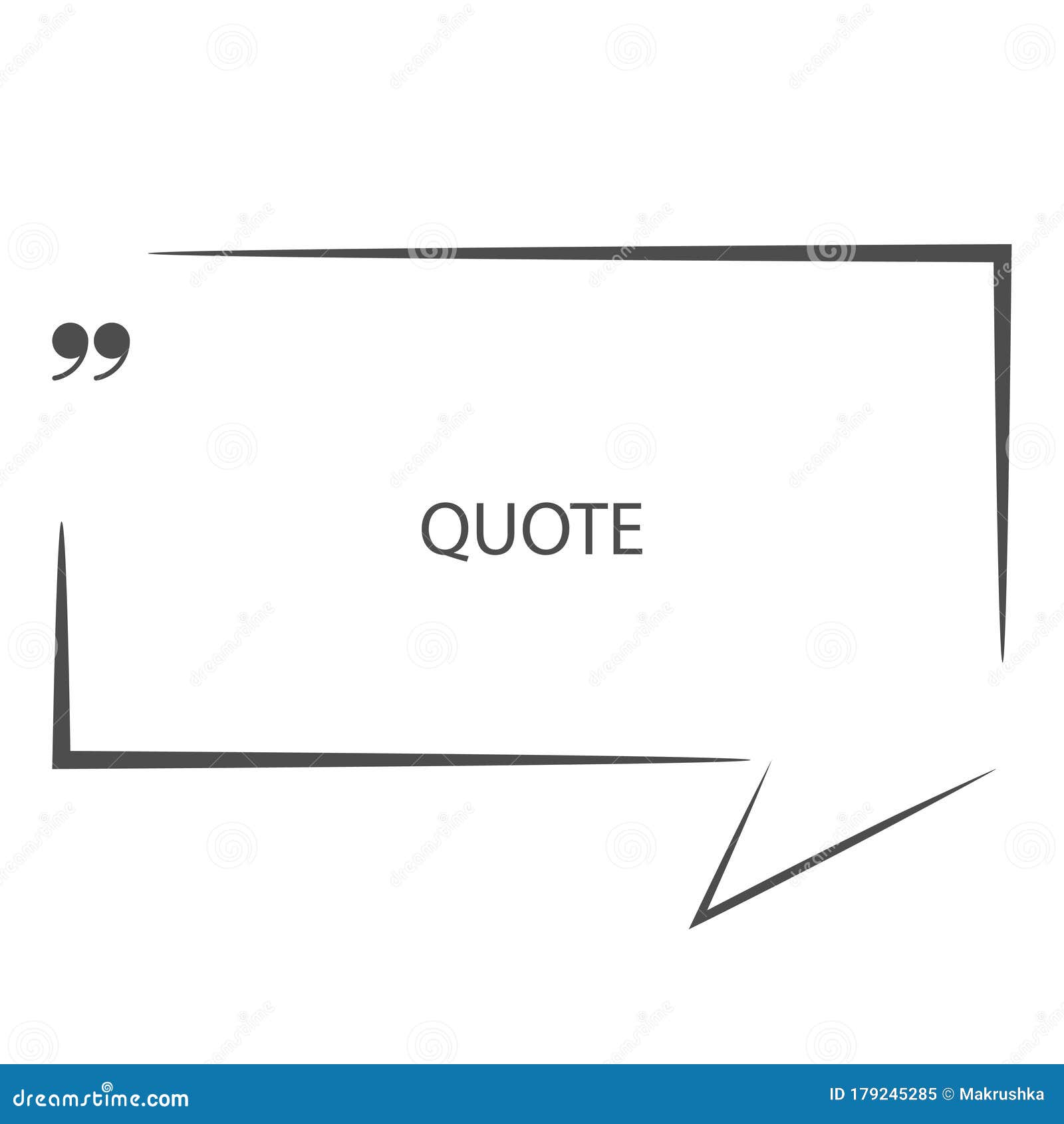 Square Quote Icon. Blank Template of Dialogue Frame. Quotation Border ...