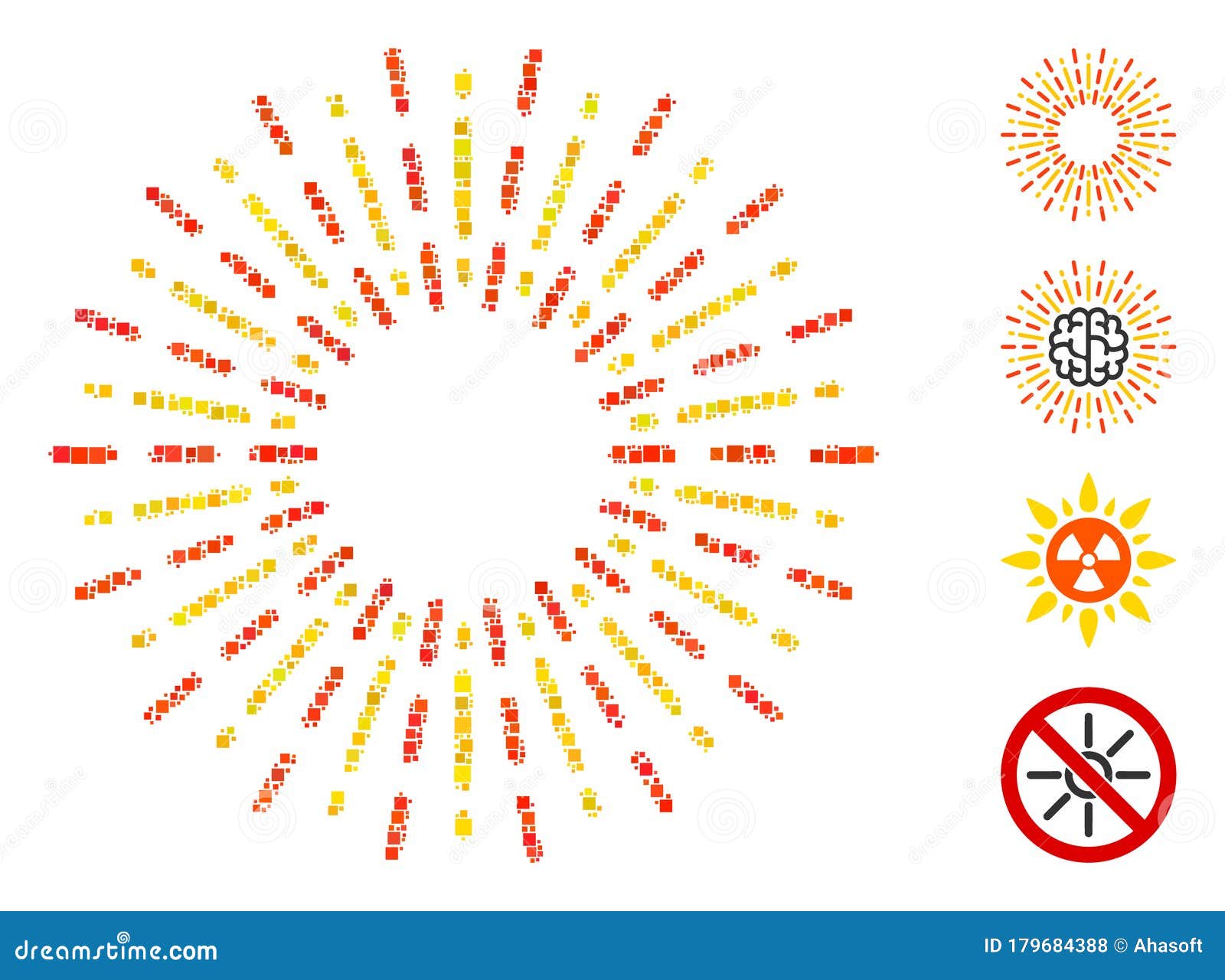 Square Radiation Rays Icon Vector Mosaic Stock Vector - Illustration of ...