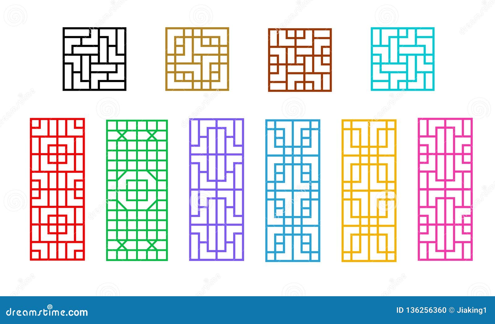 Square and Rectangle Chinese Window Pattern Vector Stock Vector ...