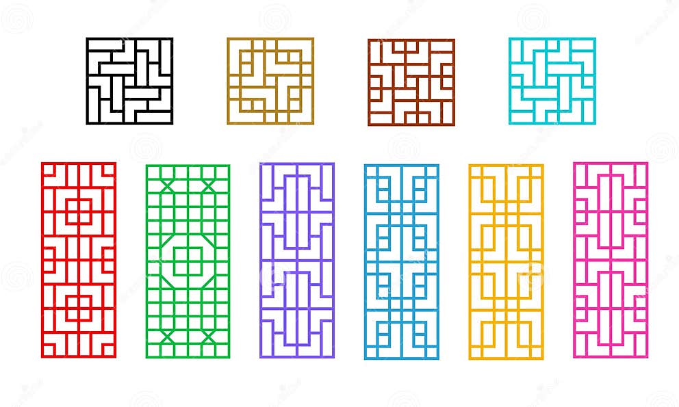 Square and Rectangle Chinese Window Pattern Vector Stock Vector ...