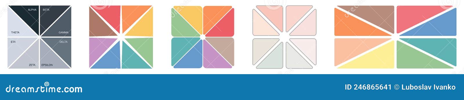 Square or Rectangle Divided into Equal Triangle Segments, Parts in ...