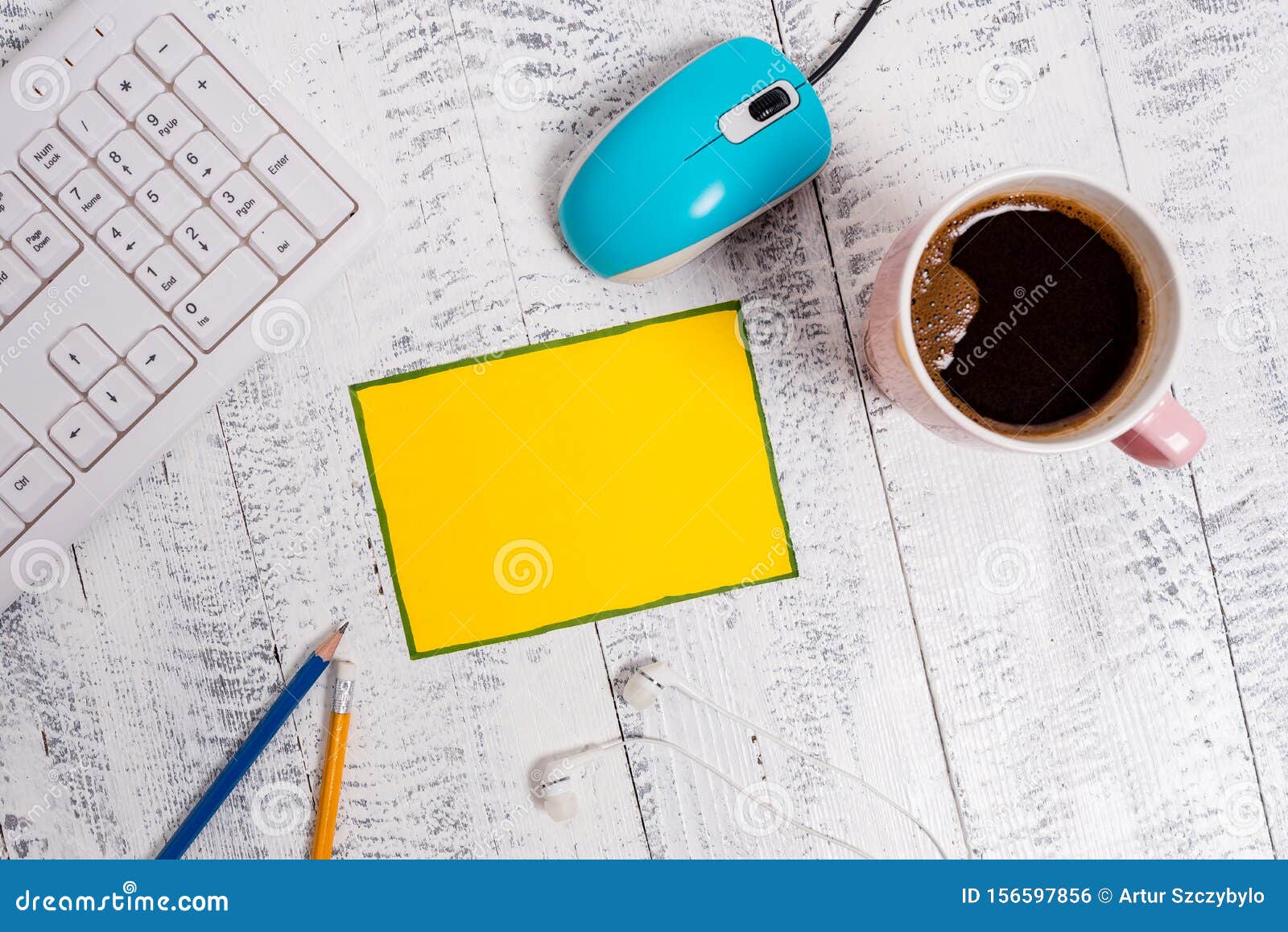 Square Rectangle Empty Paper Note Above a White Wooden Floor, Computer ...