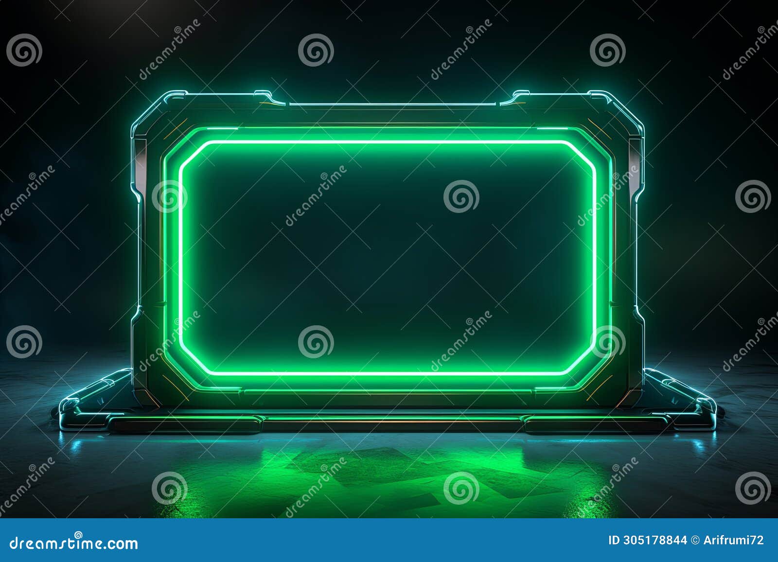 Square Rectangle Frame with Futuristic Glowing Neon Light Effect Dark ...