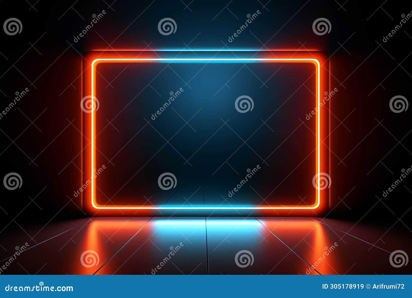 Square Rectangle Frame with Futuristic Glowing Neon Light Effect Dark ...