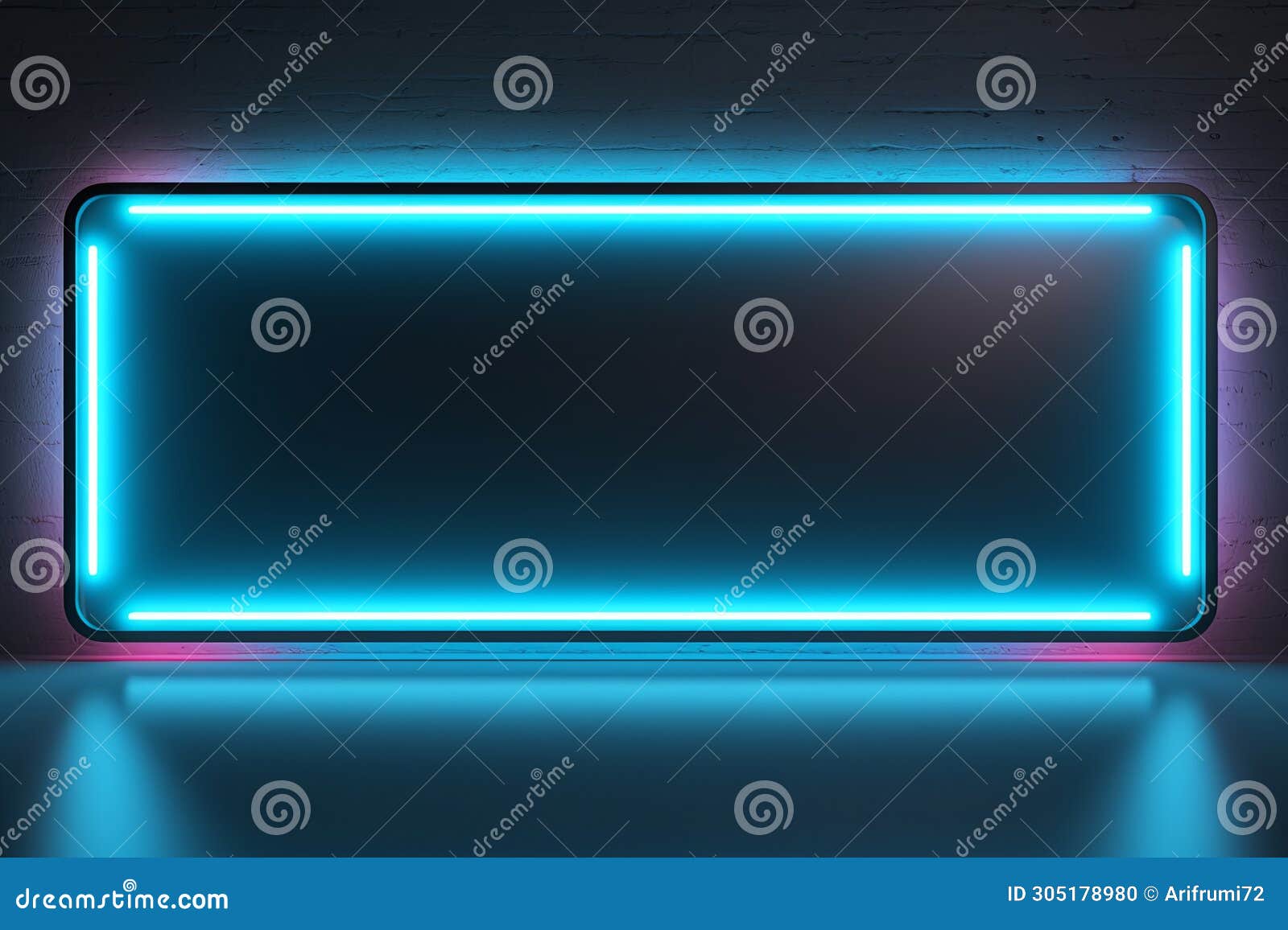 Square Rectangle Frame with Futuristic Glowing Neon Light Effect Dark ...