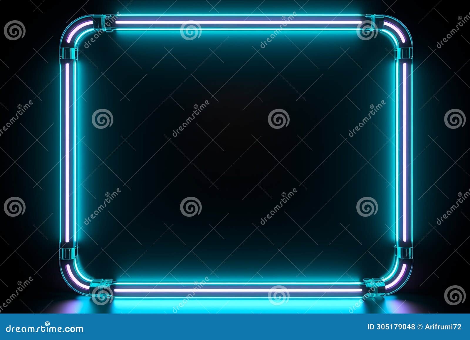 Square Rectangle Frame with Futuristic Glowing Neon Light Effect Dark ...