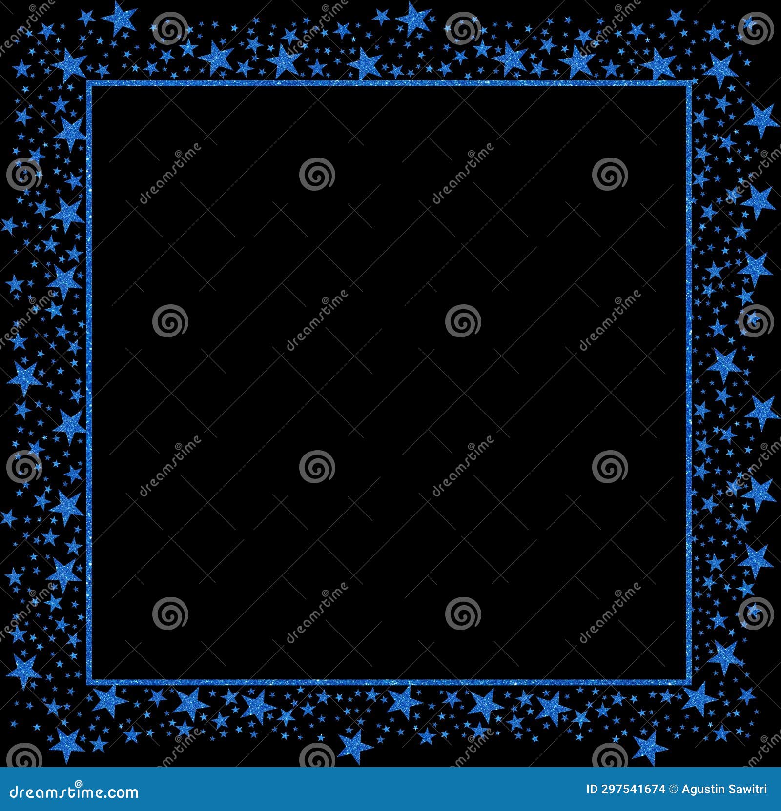 Square or Rectangular Frame Design with Sparkling Blue Stars 14 Stock ...