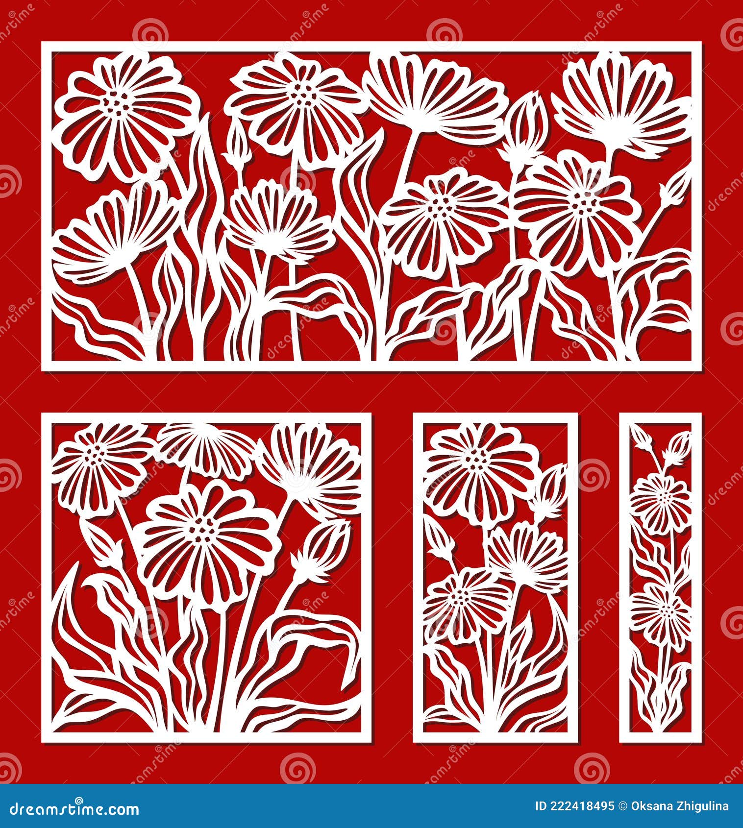 Set of Decorative Panels with a Floral Pattern. Stock Vector ...