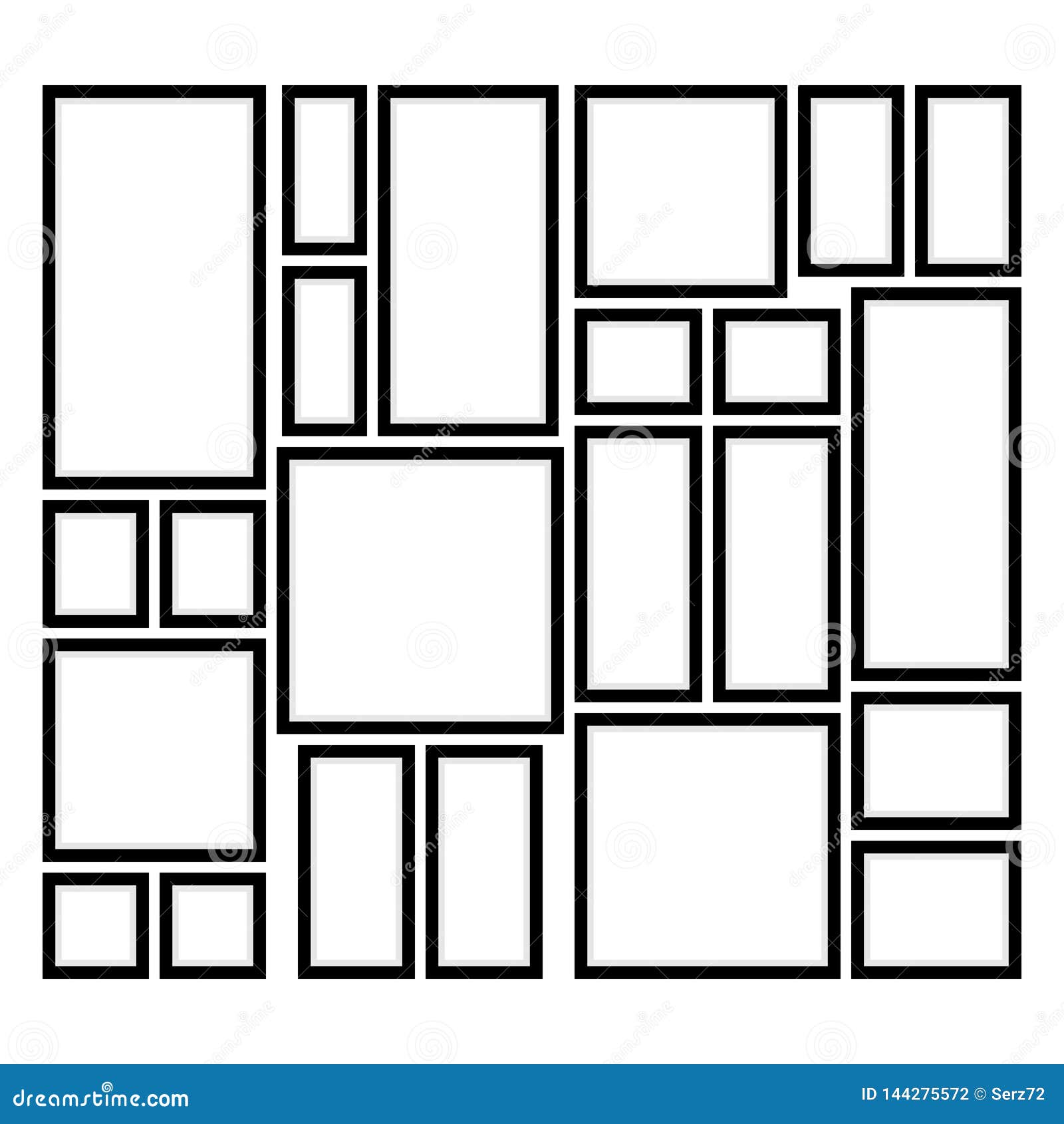 Square and Rectangular Frames on the Wall Stock Vector - Illustration ...