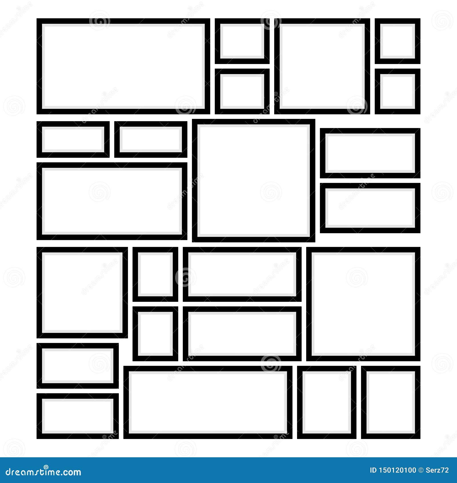 Square and Rectangular Frames on the Wall Stock Vector - Illustration ...