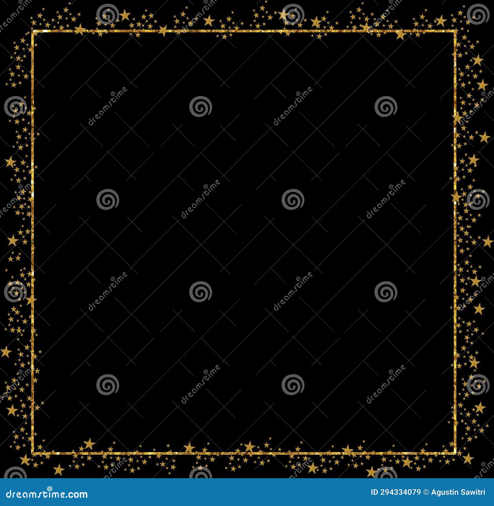 Square or Rectangular Gold Frame with Sparkling Stars Stock ...