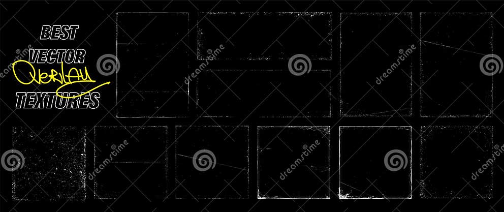 Square, Rectangular Overlay Textures Stamps Set. Grunge Texture Stock ...