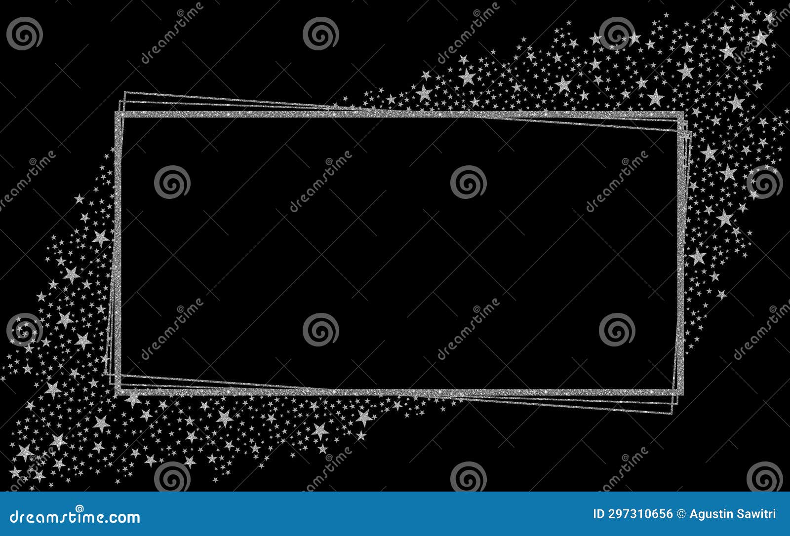 Square or Rectangular Frame with White Silver Sparkle Glitter Stars 12 ...