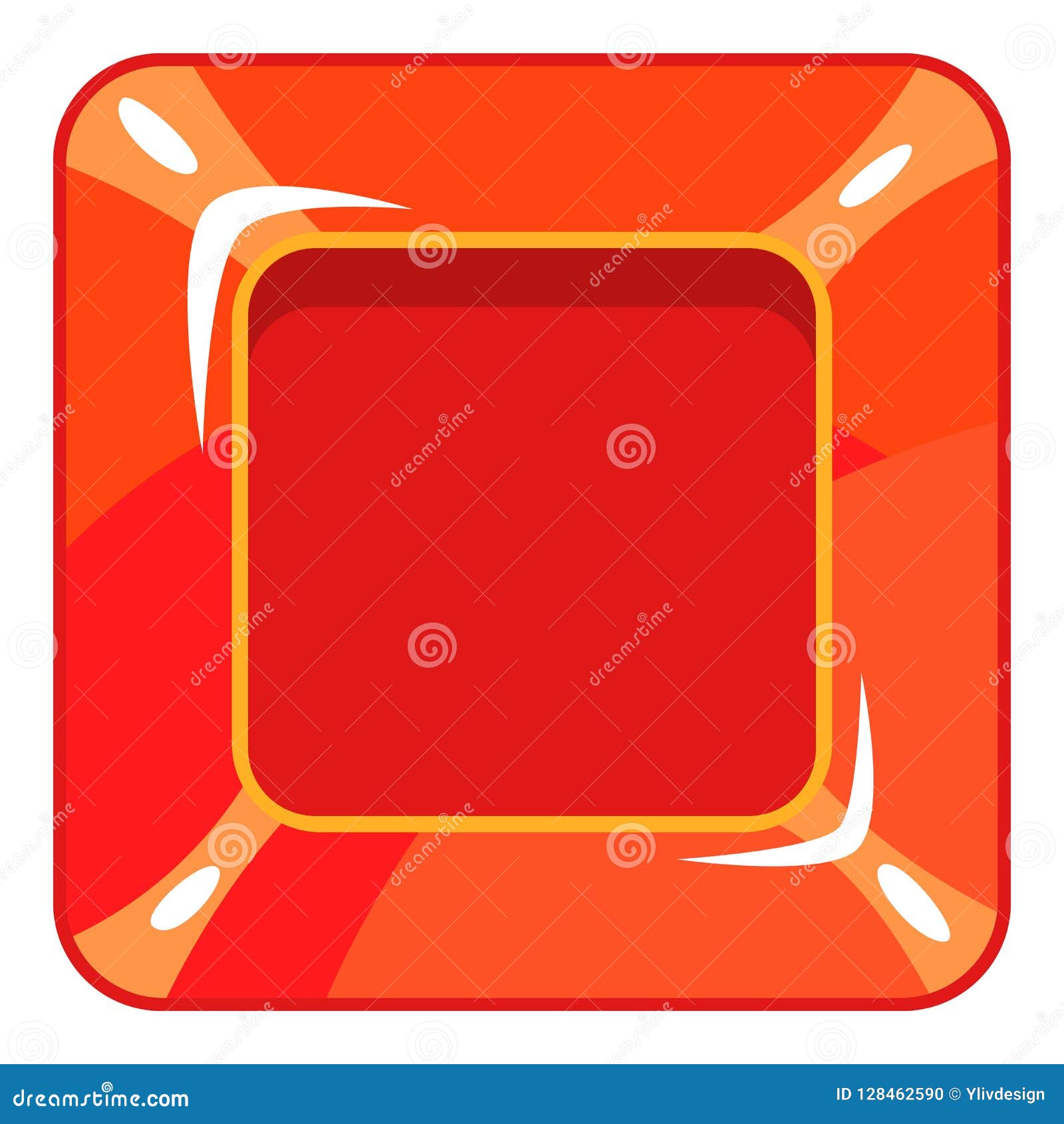 Square Red Button Icon, Cartoon Style Stock Illustration - Illustration ...