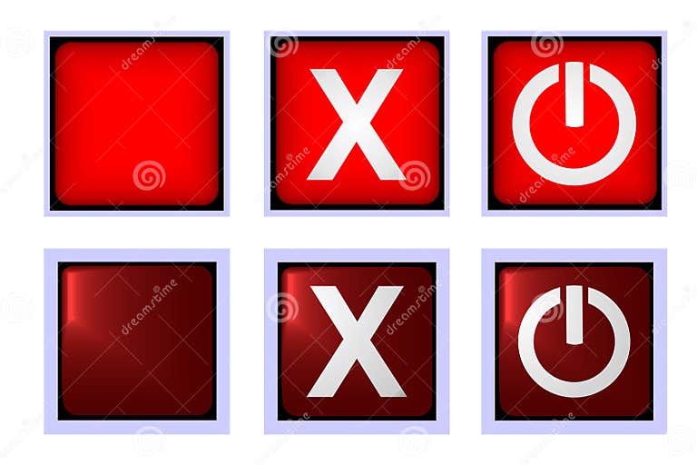Square Red Close Button on and Off Stock Vector - Illustration of ...
