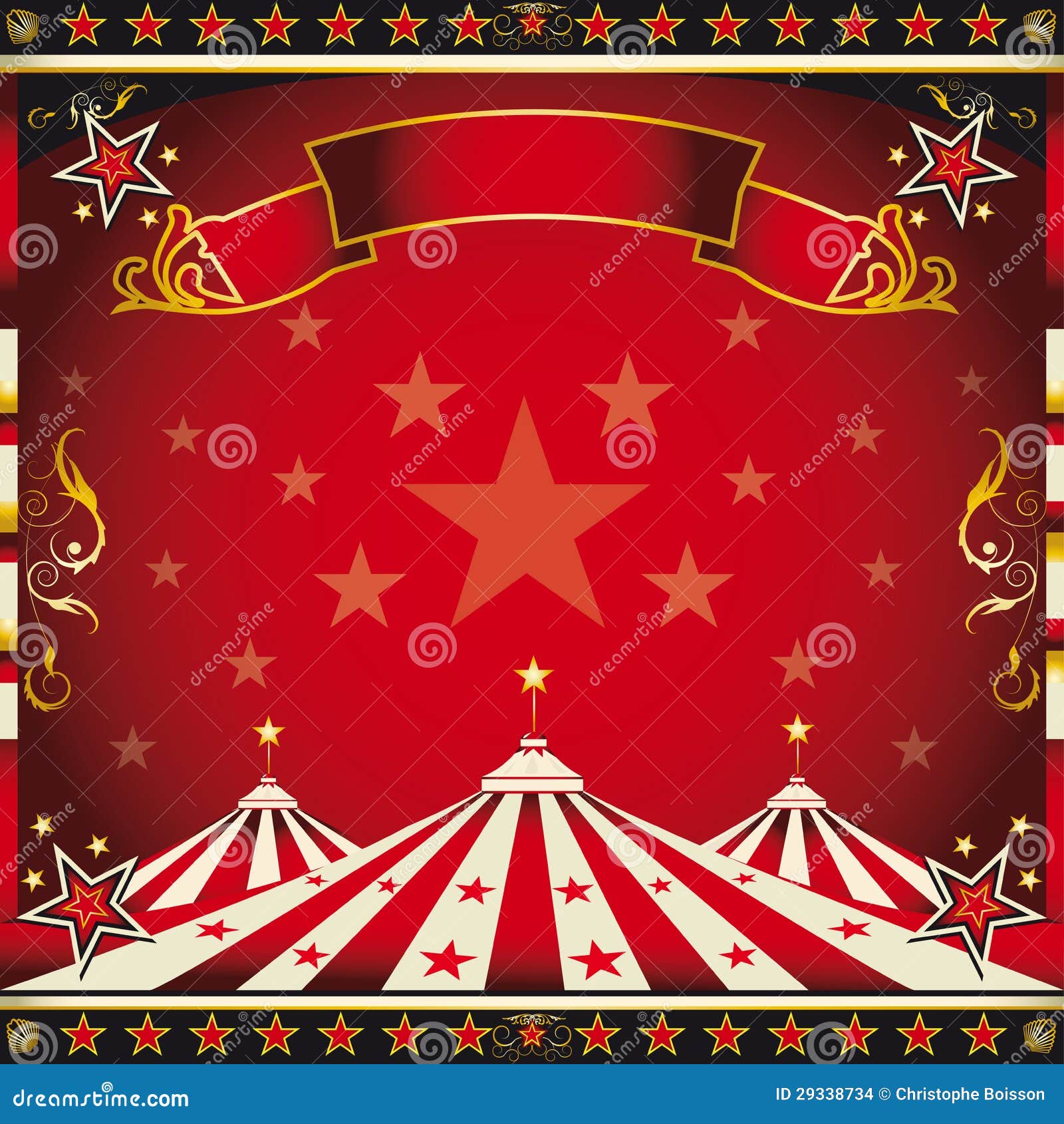 Square red vintage circus. stock illustration. Illustration of circus ...