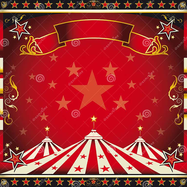 Square red vintage circus. stock illustration. Illustration of circus ...