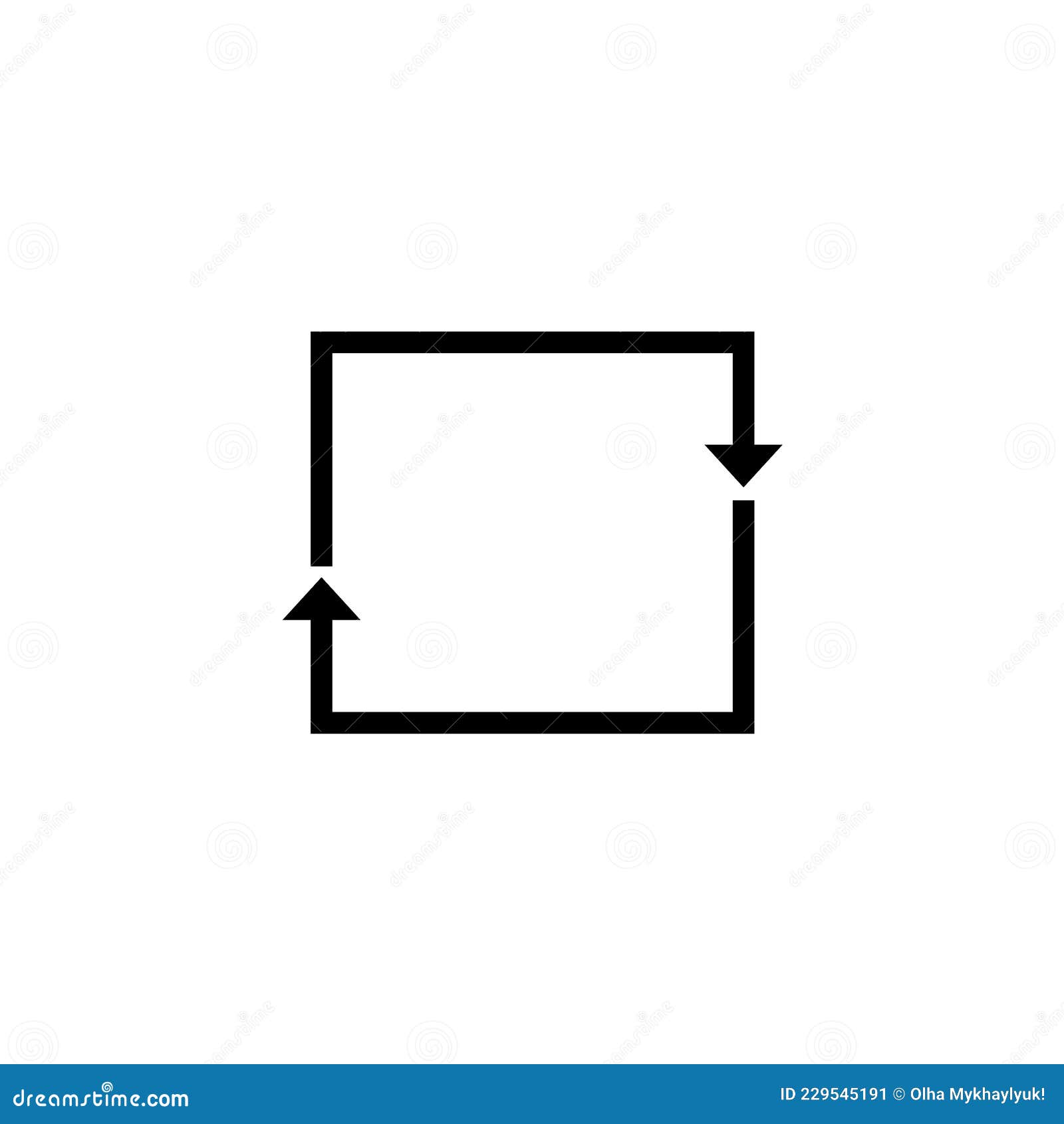 Square Replay Reload Icon, Simple Digital 2 Way Direction Arrows Flat ...