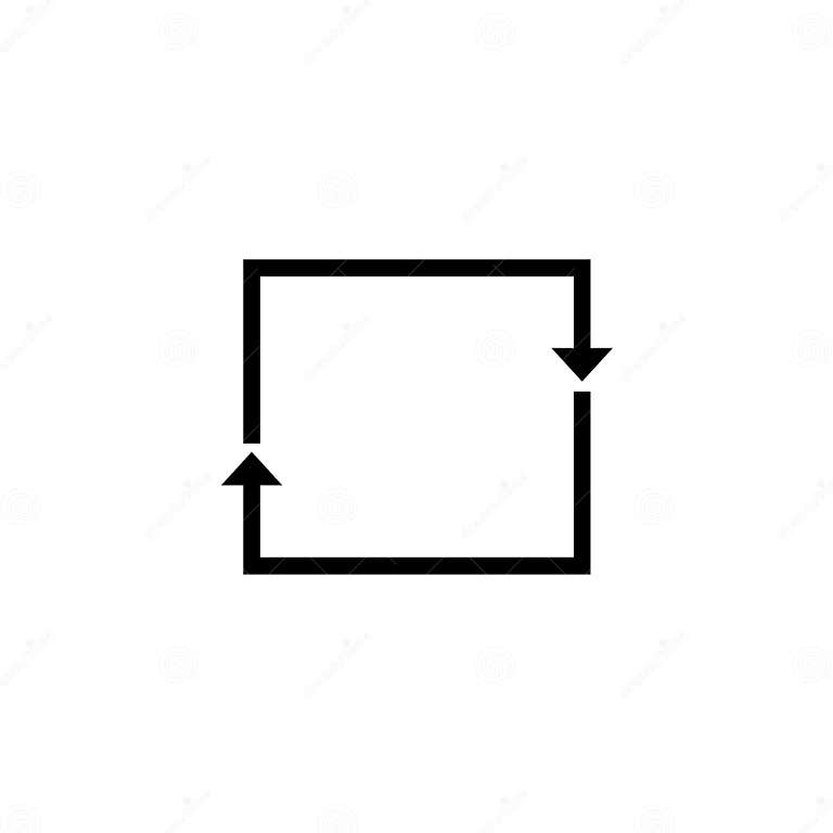 Square Replay Reload Icon, Simple Digital 2 Way Direction Arrows Flat ...