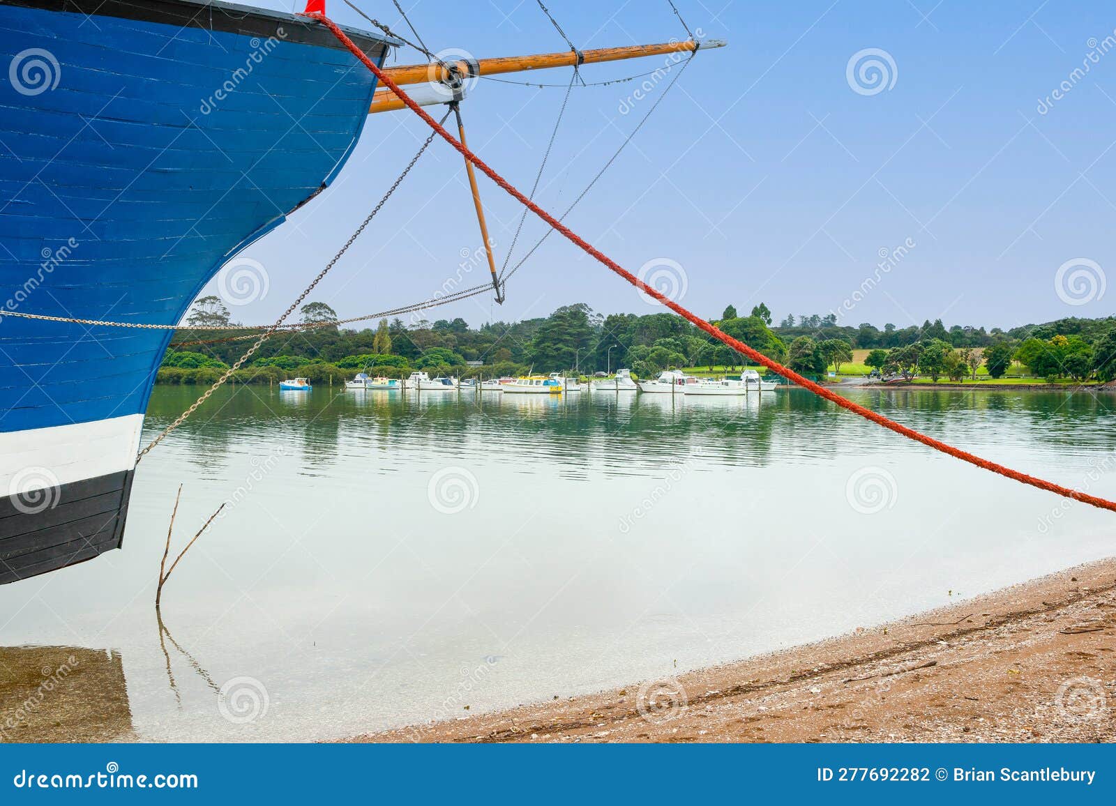Square Rig Ship Bow Framing Scene Across Bay Stock Photo - Image of ...